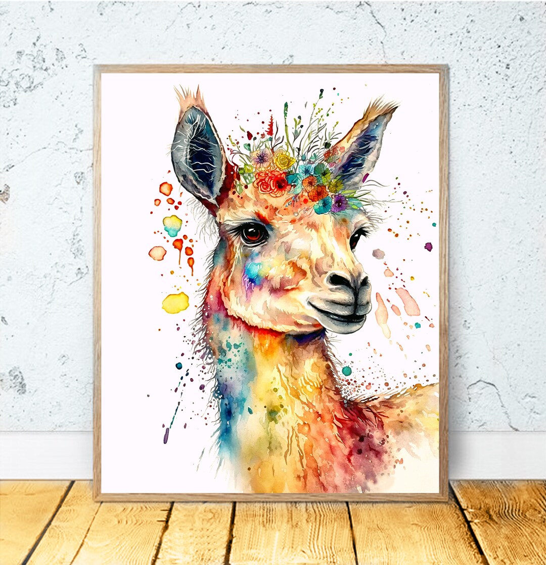 Llama Watercolor PRINTABLE ART Alpaca Llama Print, Lama Poster Llama ...