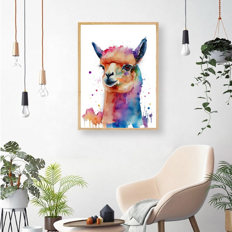 Llama Watercolor PRINTABLE ART Alpaca Lama Print Instant - Etsy