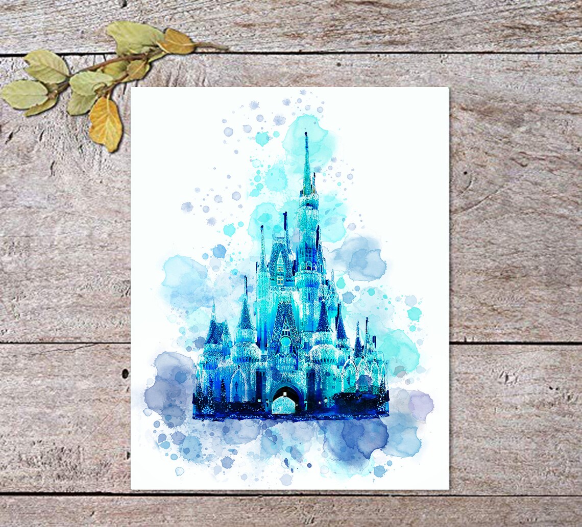 Watercolor Winter Castle PRINTABLE ART Castle Print Castle - Etsy