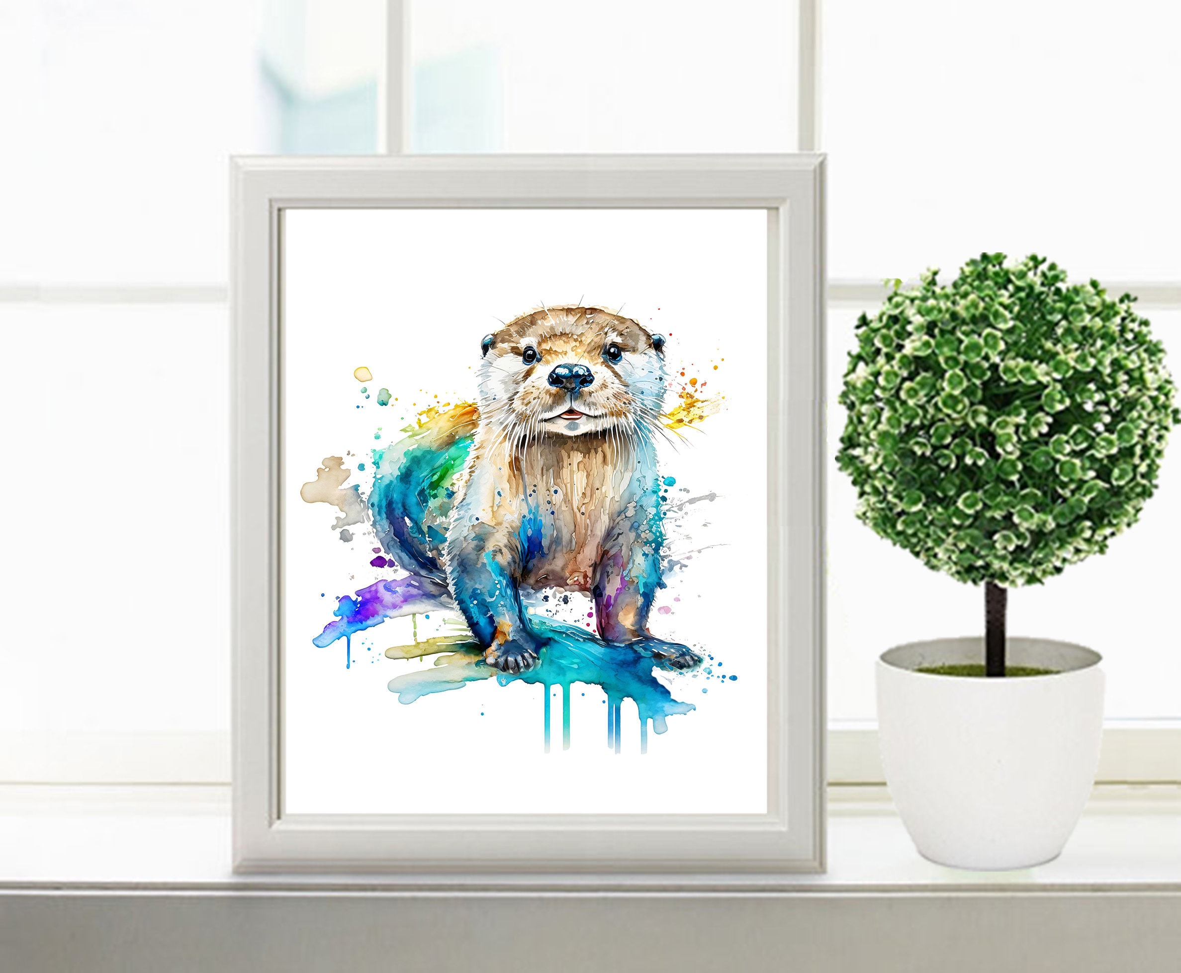 Watercolor Otter PRINTABLE ART - Cute Otter Print Otter Gifts Poster ...