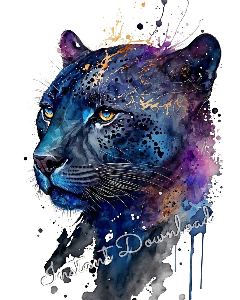 Black Panther Watercolor PRINTABLE ART Panther Print Download Panther ...