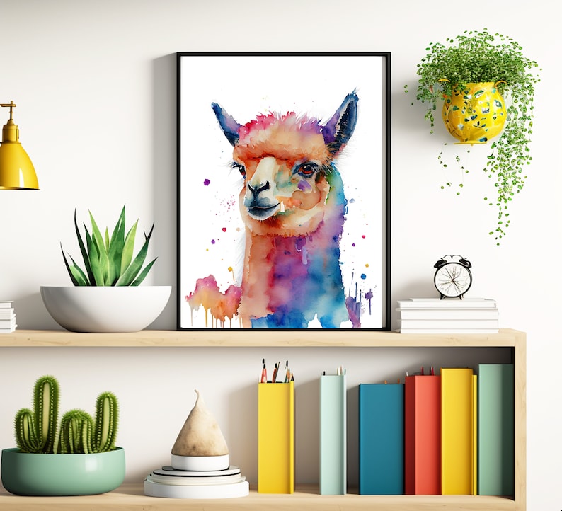 Llama Watercolor PRINTABLE ART Alpaca Lama Print Instant - Etsy