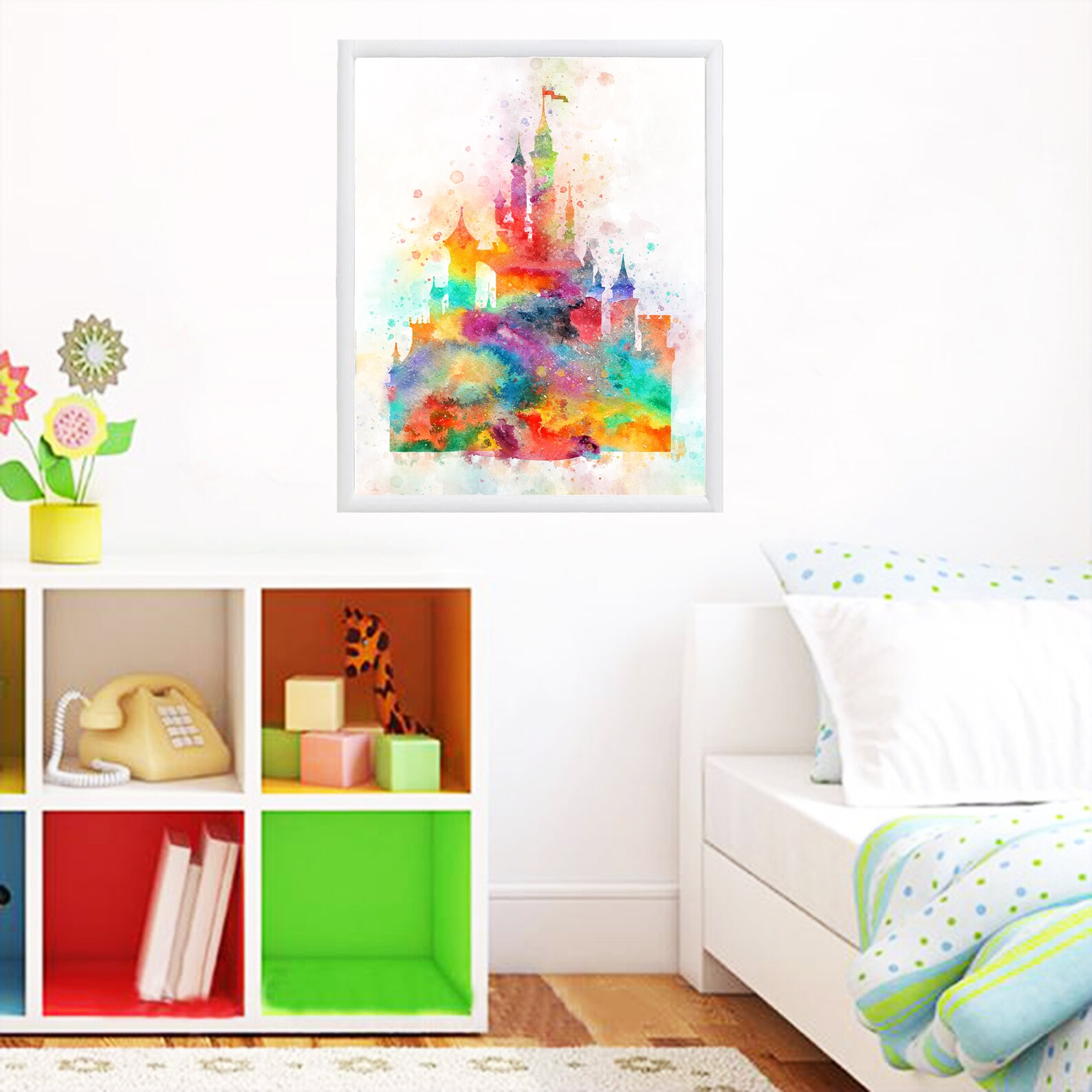 Watercolor Castle PRINTABLE ART Castle Print Castle Poster Colorful ...