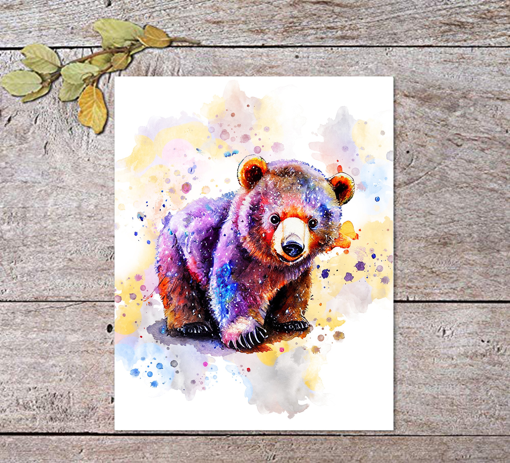 Baby Bear PRINTABLE ART Watercolor Little Bear Digital Print Cute ...