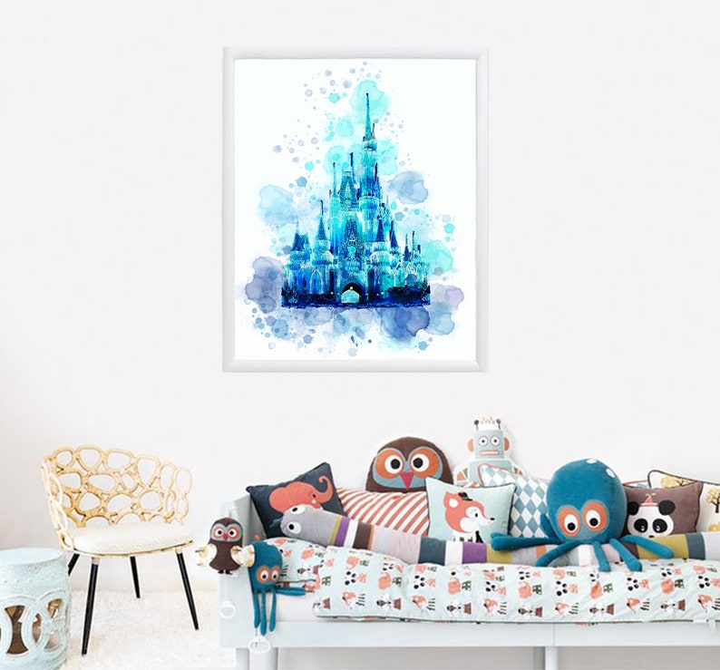 Watercolor Winter Castle PRINTABLE ART Castle Print Castle - Etsy
