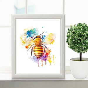 Watercolor Bee PRINTABLE ART Honey Bee Print Poster Decor Bee Painting ...