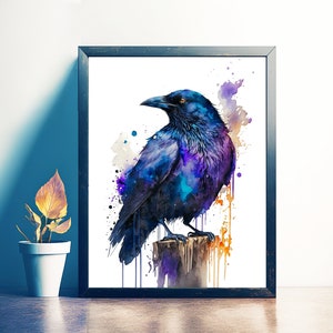 Raven Watercolor PRINTABLE ART Raven Print Instant Download Poster ...