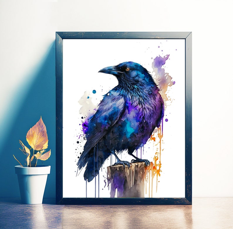 Raven Watercolor PRINTABLE ART Raven Print Instant Download - Etsy