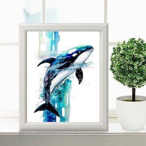 Watercolor Orca PRINTABLE ART Nautical Decor Killer Whale Print Ocean ...