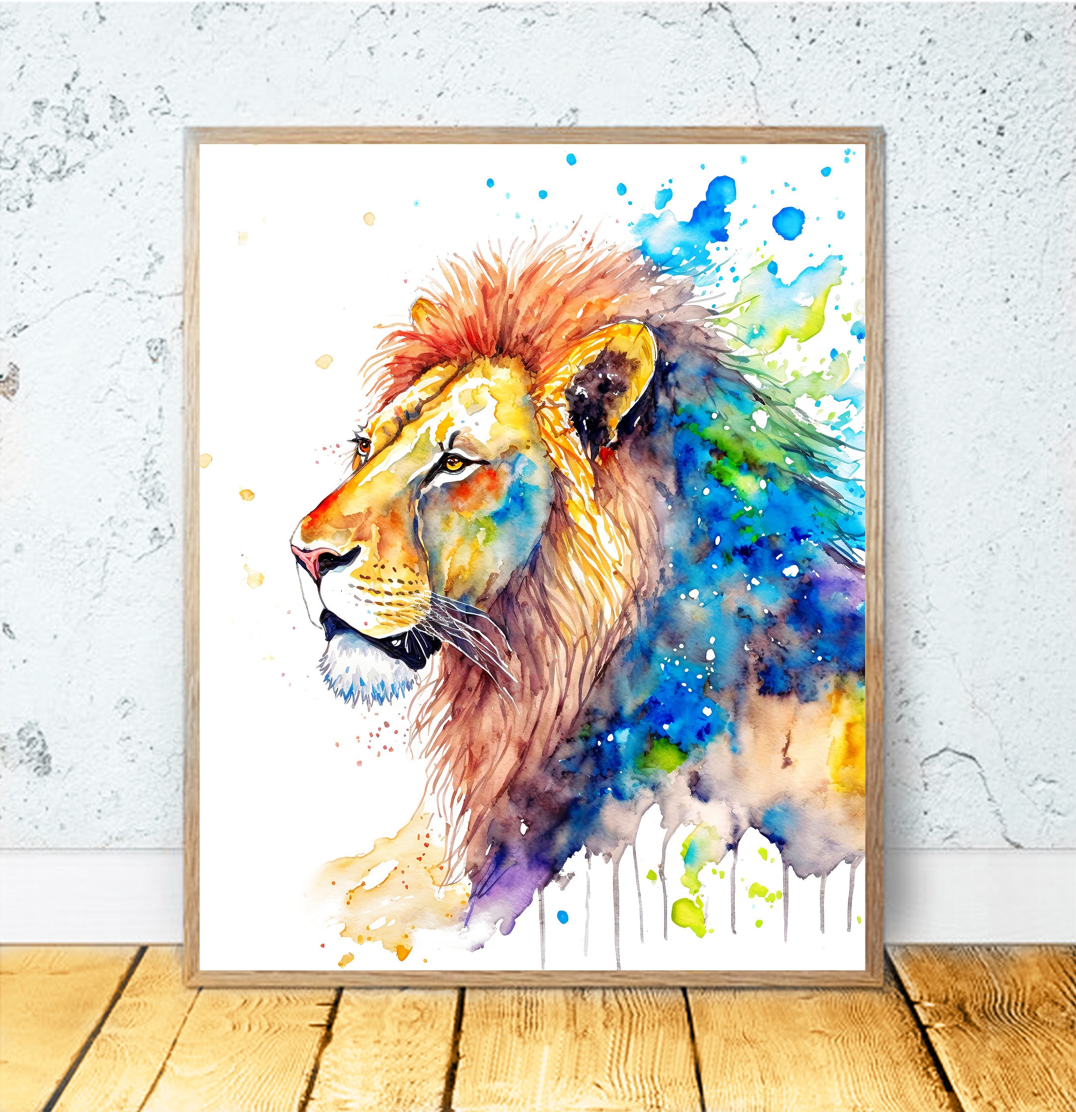 Watercolor Lion PRINTABLE ART Lion Print Instant Download Lion - Etsy