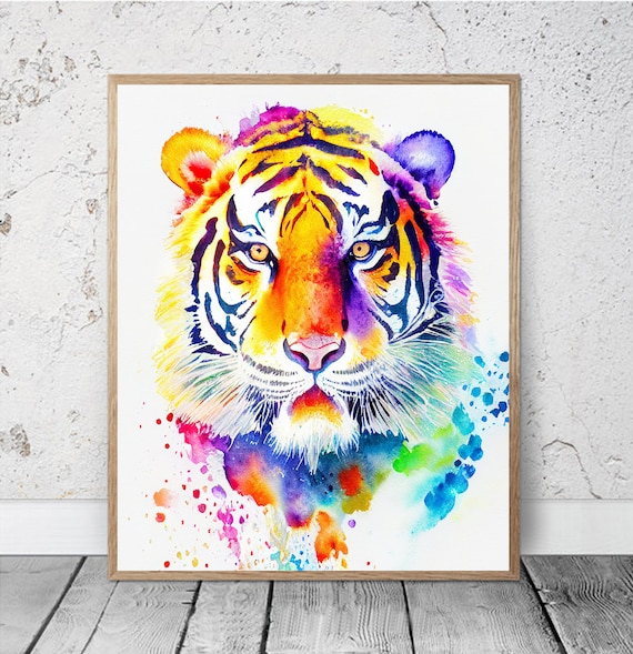 Watercolor Rainbow Tiger