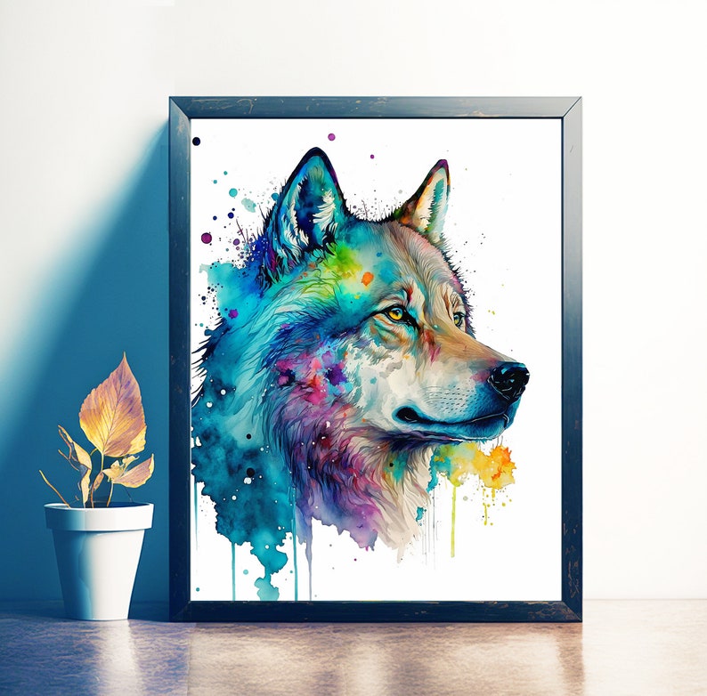 Wolf Watercolor PRINTABLE ART Wolf Print Instant Download Wolf - Etsy