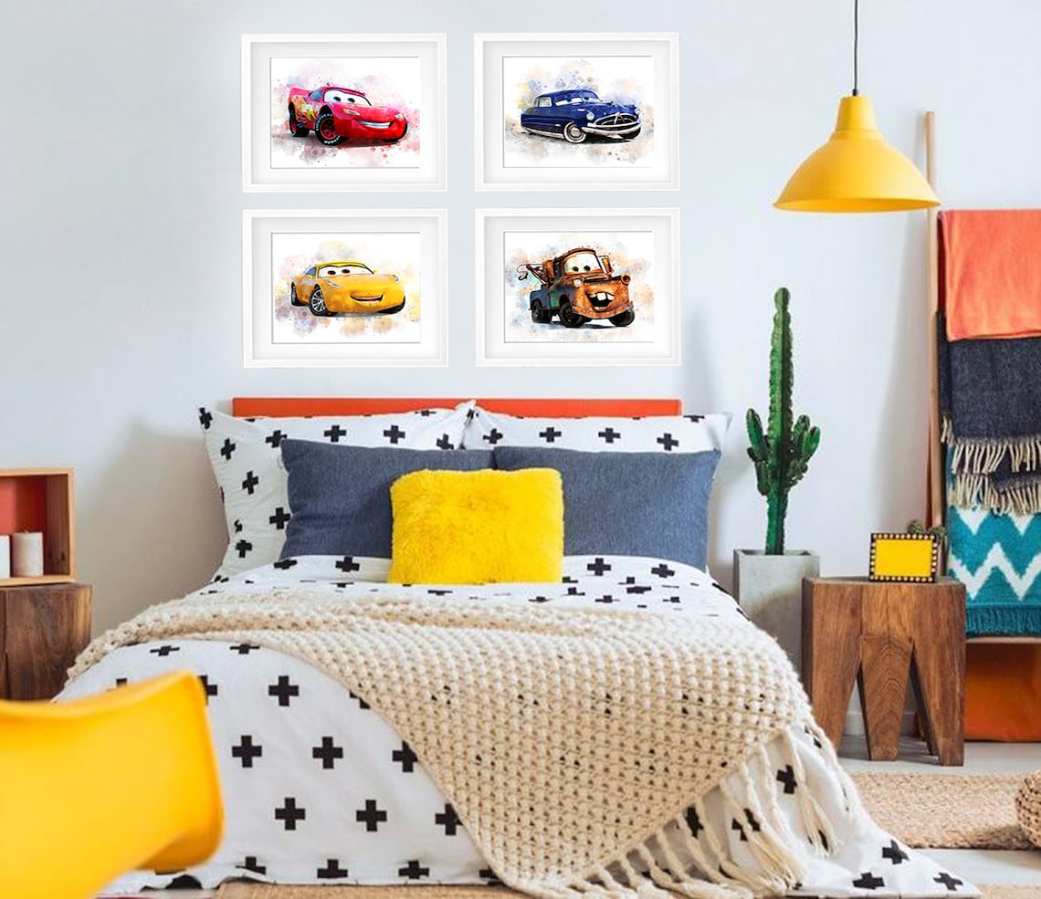 Set 12 DISNEY CARS Printable Art Watercolor Disney Cars Print - Etsy
