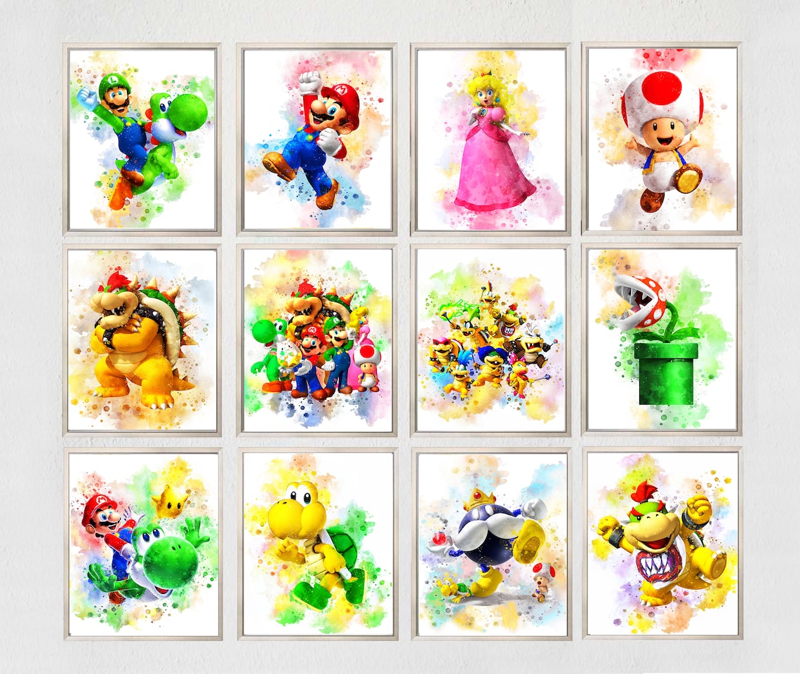 Set 12 MARIO Prints PRINTABLE ART Super Mario Poster Mario | Etsy