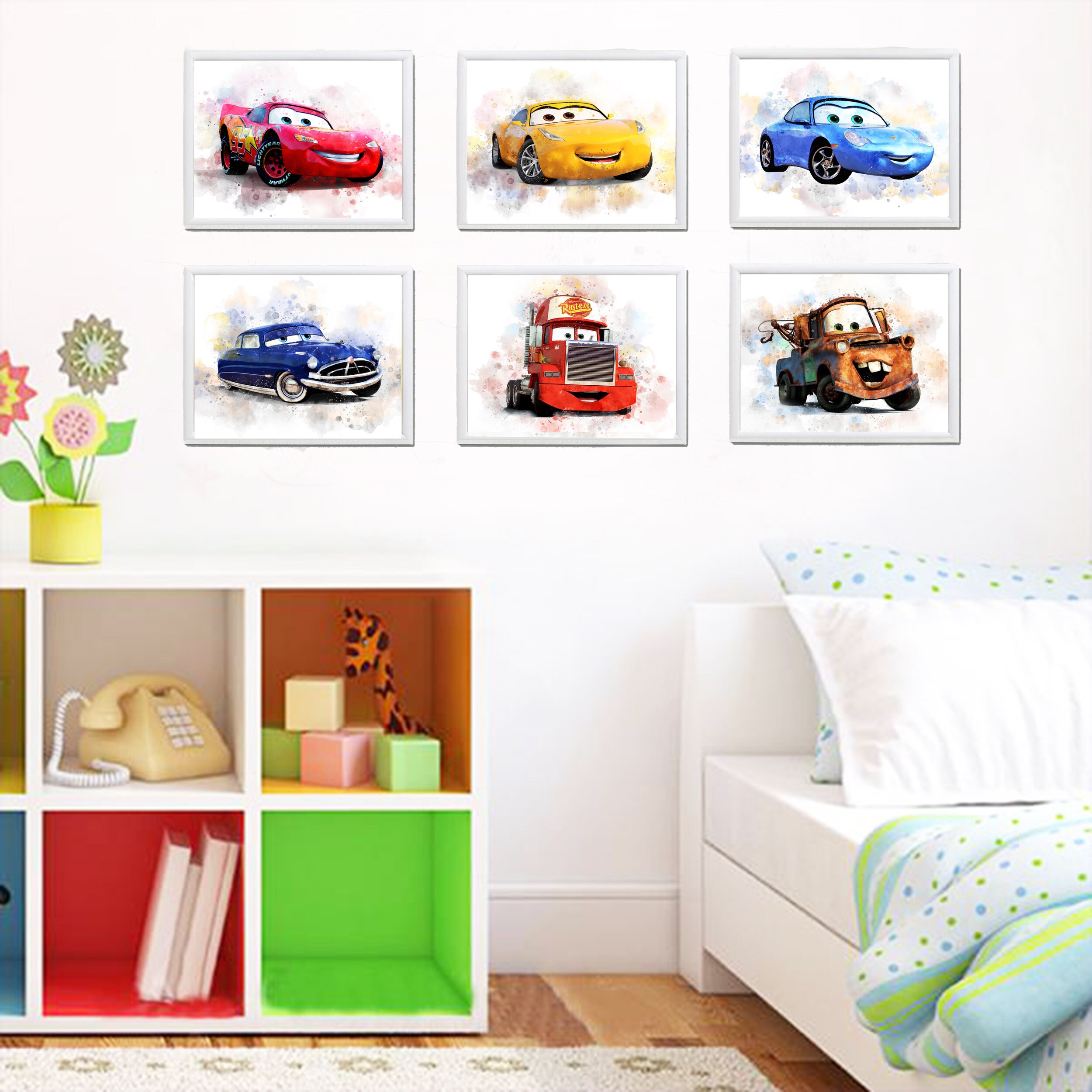 Set of 6 Disney Cars PRINTABLE ART Disney Cars Poster Birthday Disney ...