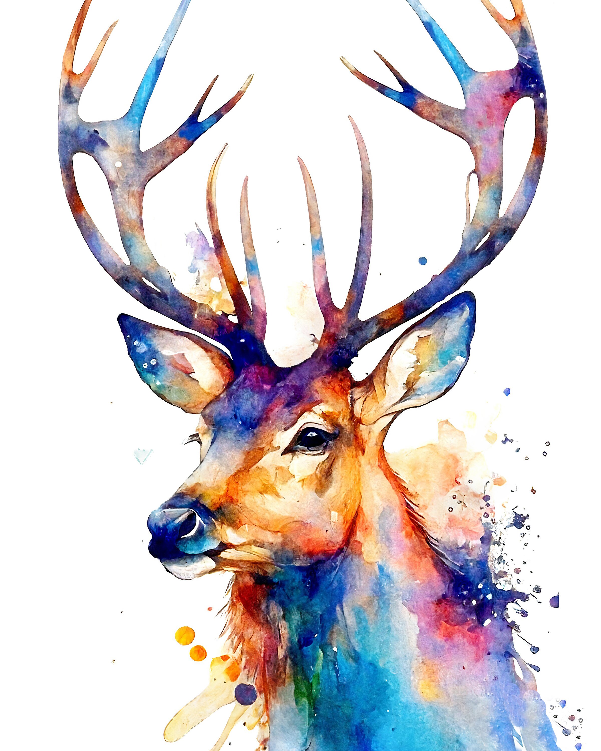 Reindeer Watercolor PRINTABLE ART Deer Print Reindeer Poster Painting ...