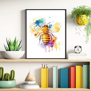 Watercolor Bee PRINTABLE ART Honey Bee Print Poster Decor Bee Painting ...