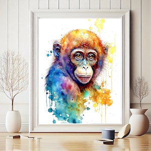 Watercolor Monkey PRINTABLE ART Monkey Print Download Monkey Poster ...
