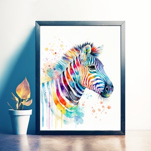 Watercolor Zebra PRINTABLE ART Zebra Print Zebra Poster Safari Animals ...