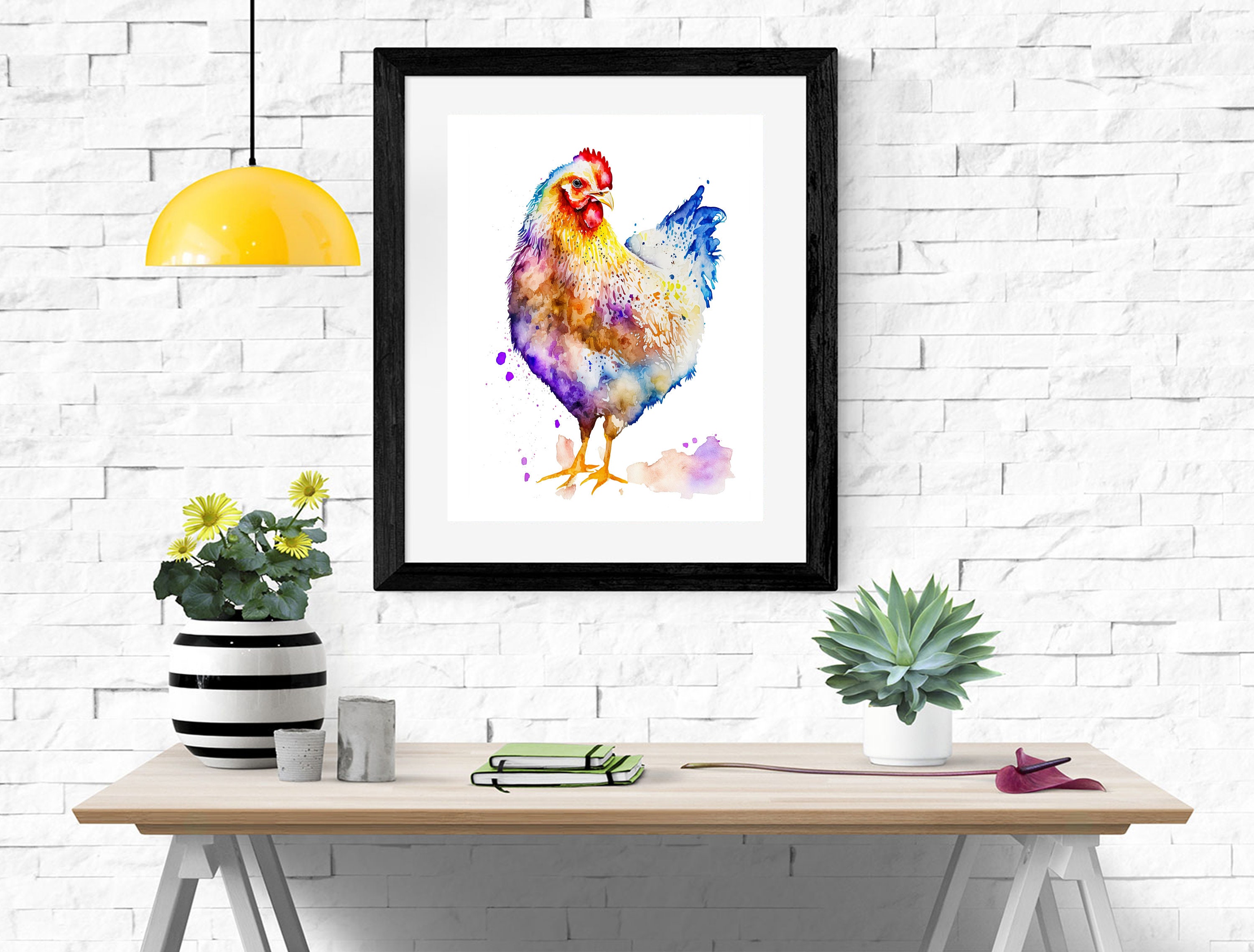 Hen Watercolor PRINTABLE ART Hen Print Chicken Instant - Etsy