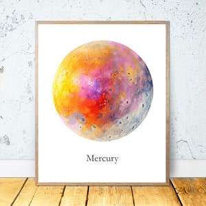 Solar System Set of 10 Watercolor Planets PRINTABLE ART Planet Space ...