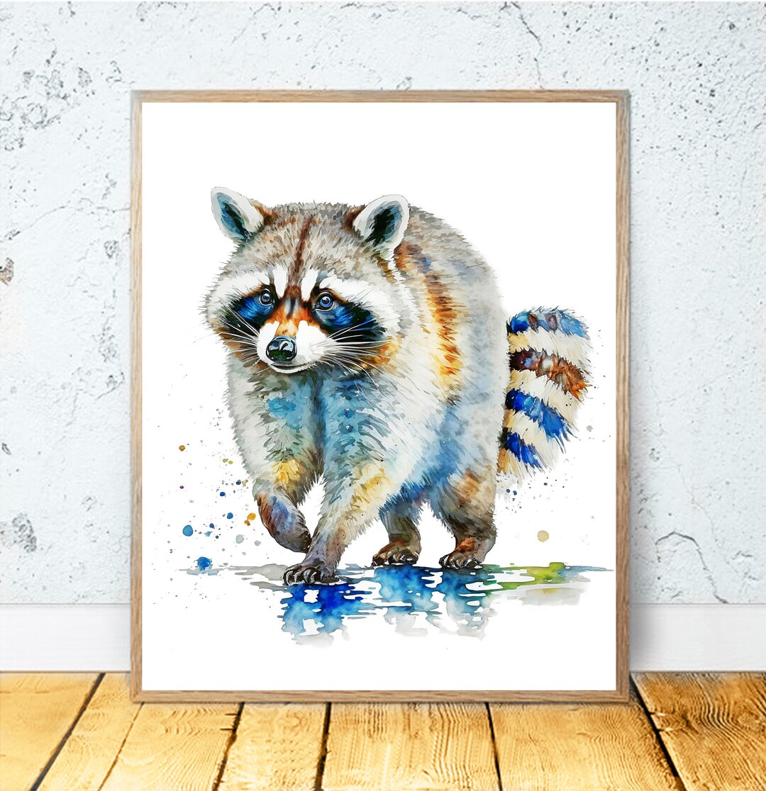 Raccoon Watercolor PRINTABLE ART Raccoon Print Instant Download Raccoon ...