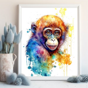 Watercolor Monkey PRINTABLE ART Monkey Print Download Monkey Poster ...