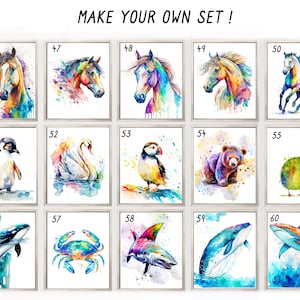 PRINTABLE Animals Watercolor Prints, Children Wall Art, Colorful Prints ...