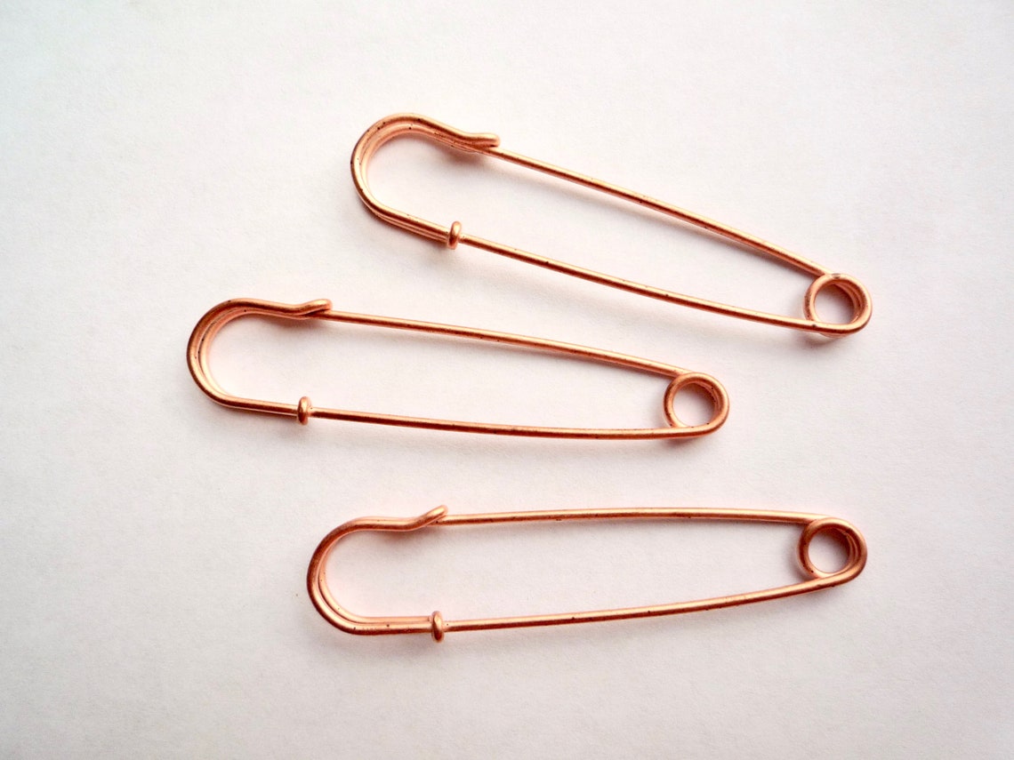 Large 3 Inch Copper or 4 Inch Brass Plated Iron Safety Pins - Etsy