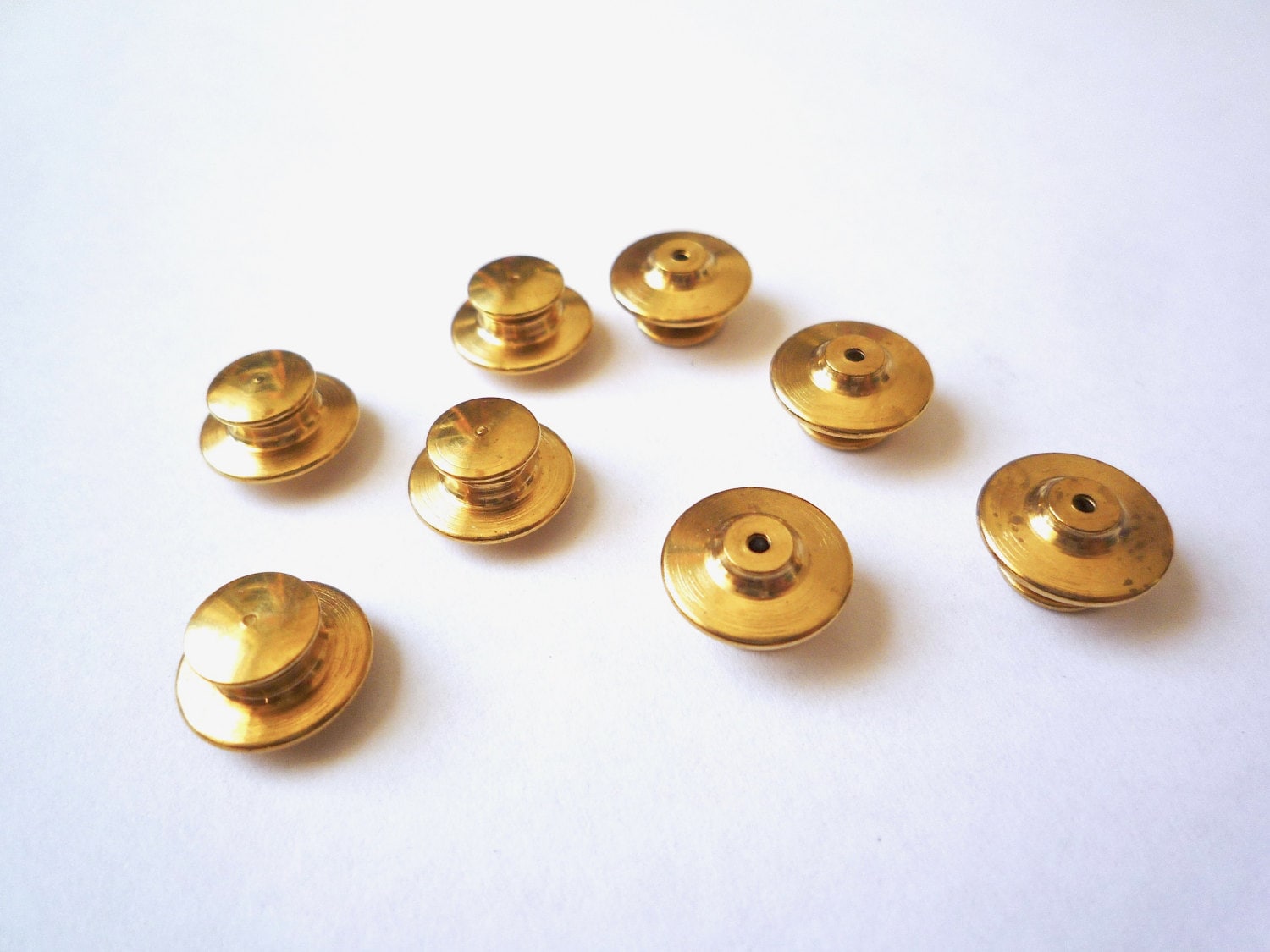 20 Flat Locking Brass Pin Clutches, Gold Plated Tie Tack or Lapel Pin ...