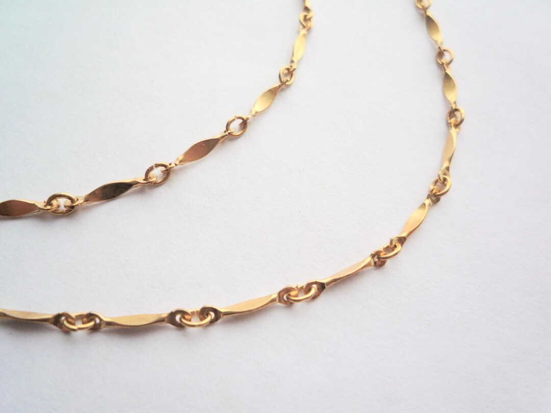 Delicate Gold Plated Steel Chain, Vintage 15 & 1/2 Inch Sparkly Choker ...