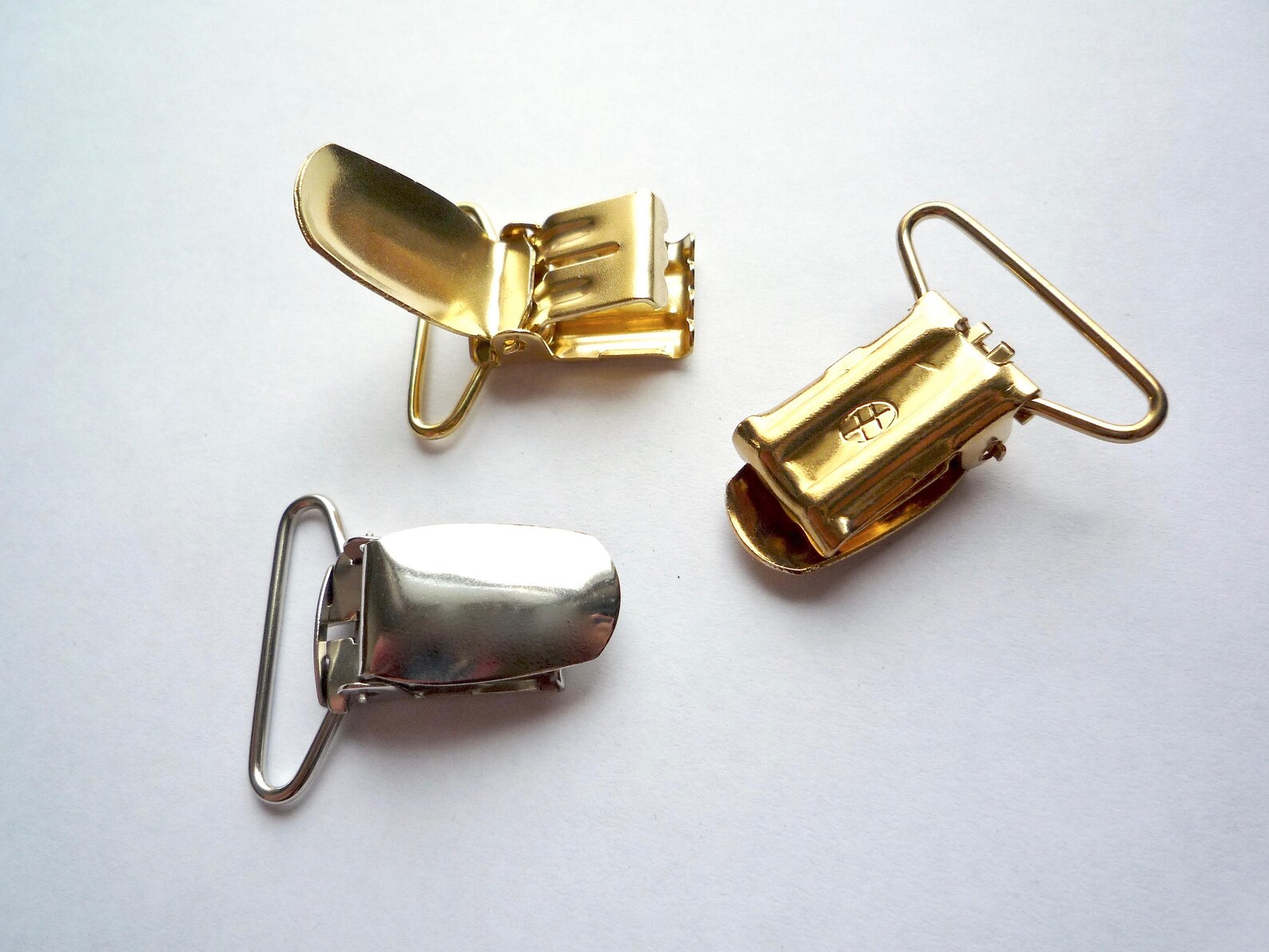 Vintage Gold or Silver Toned Plated Steel Suspender Clips, 20 Pieces 10 ...