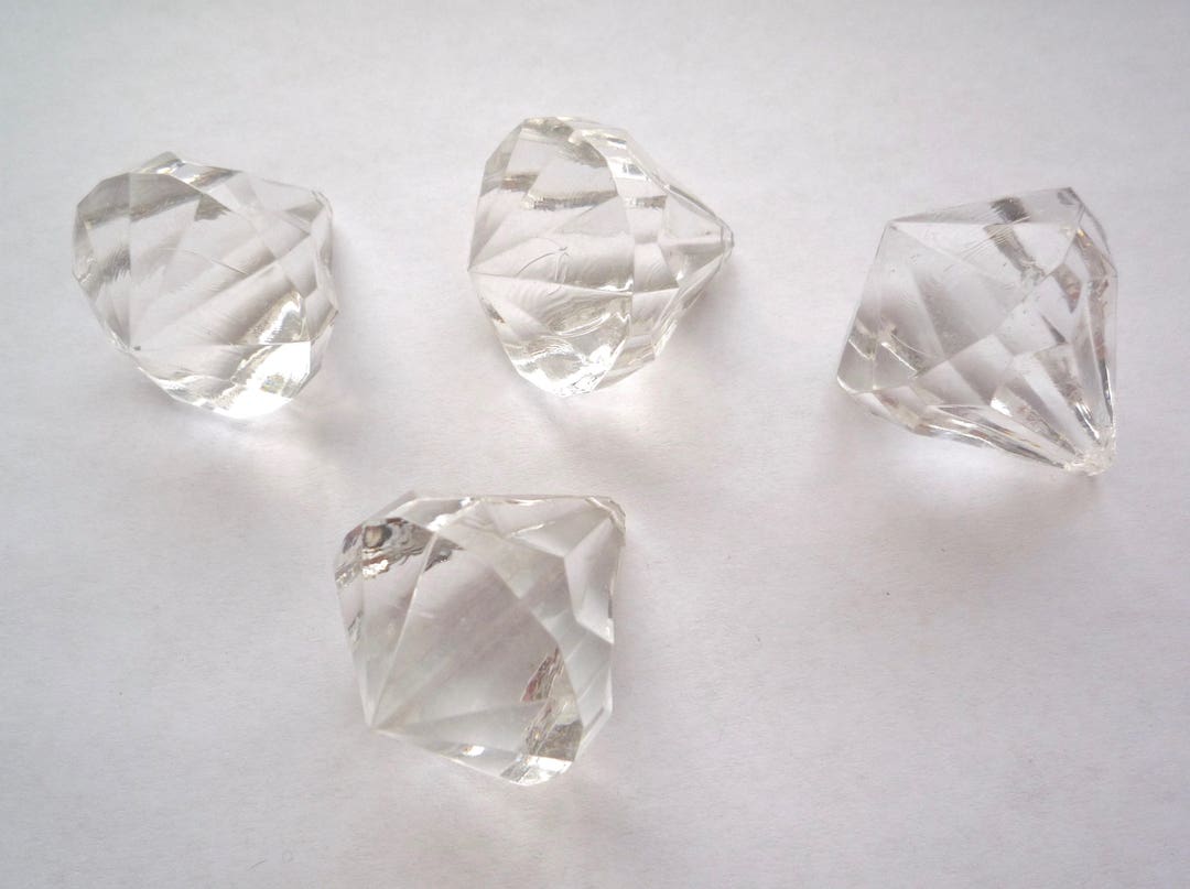Large Acrylic Crystal Bead, 5 Giant 38 X 30 Mm Vintage Lucite Faceted ...