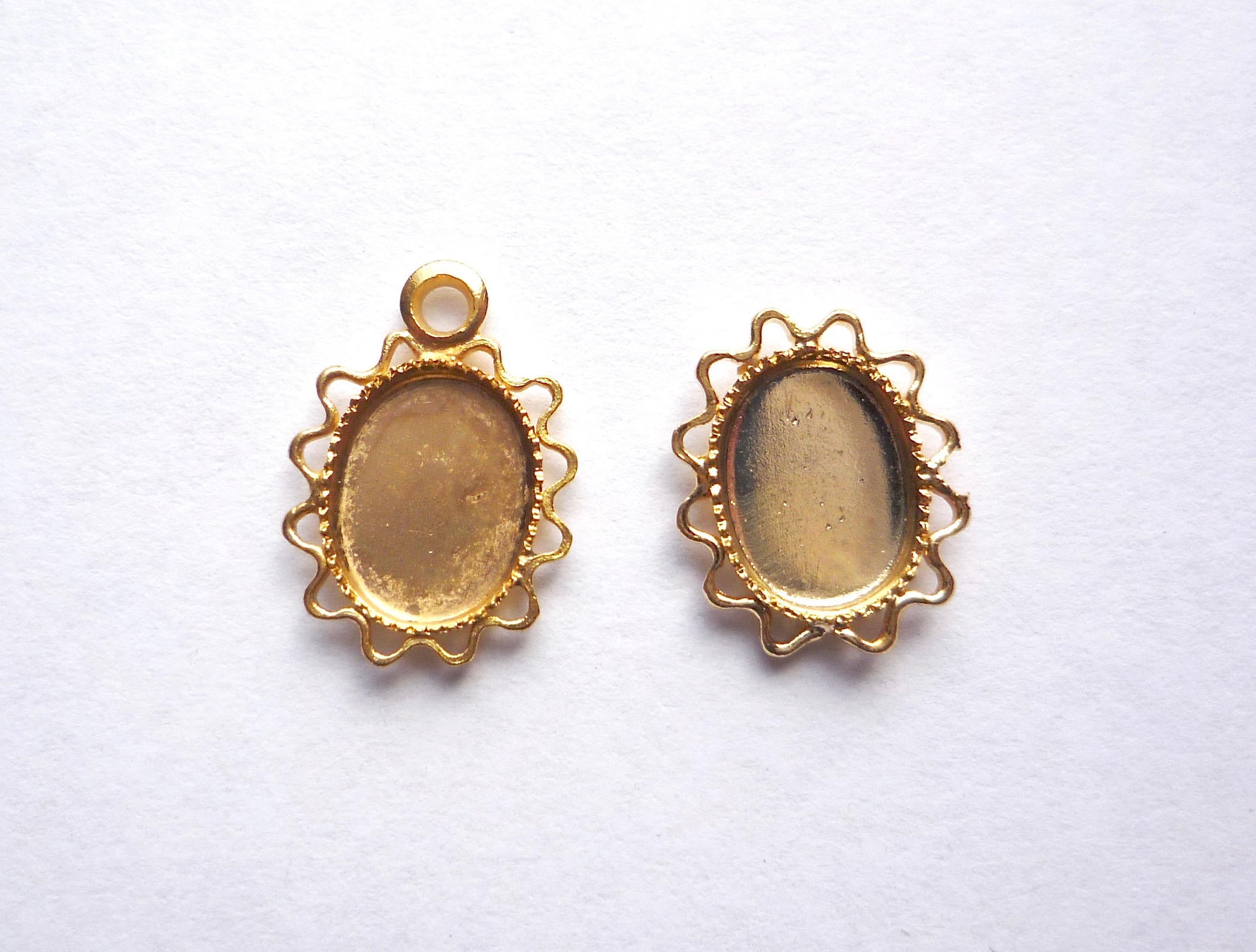 50 gold plated oval bezel setting blanks for 8 x 6 cabs or | Etsy