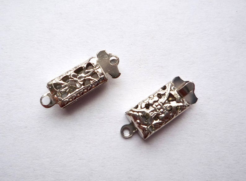 Single Strand Box Clasp, 10 Small Silver Tone or Gold Plated Rectangle ...