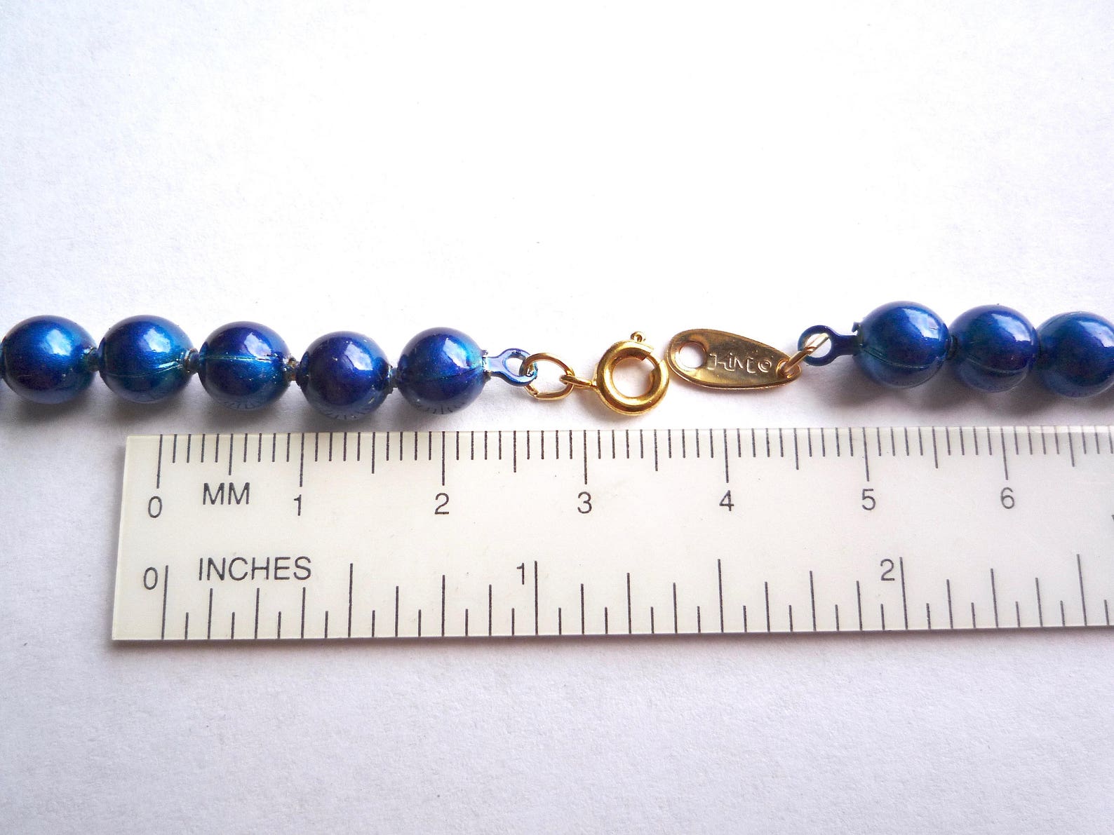 Large Blue Ball Chain Necklace, 16 Inches With Brass Spring Clasp and 6 ...