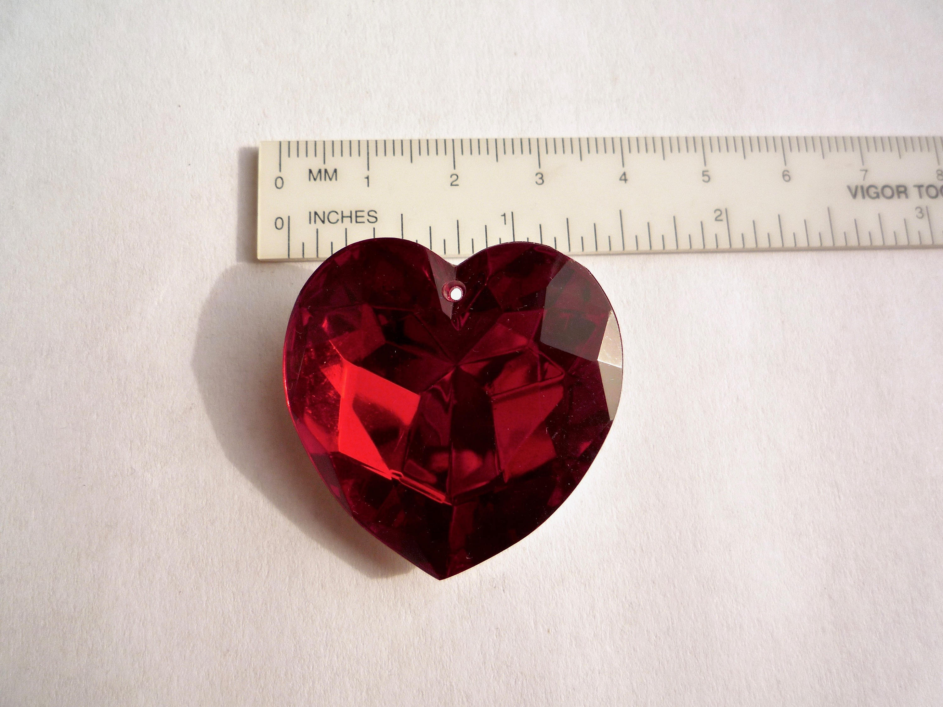 Large Acrylic Rhinestone Heart Beads, 5 Red or Green 35mm Hearts With ...