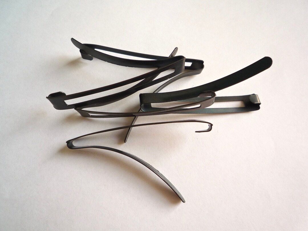12 Vintage Black Steel Barrettes, Plain Blank Open Center Barrettes ...
