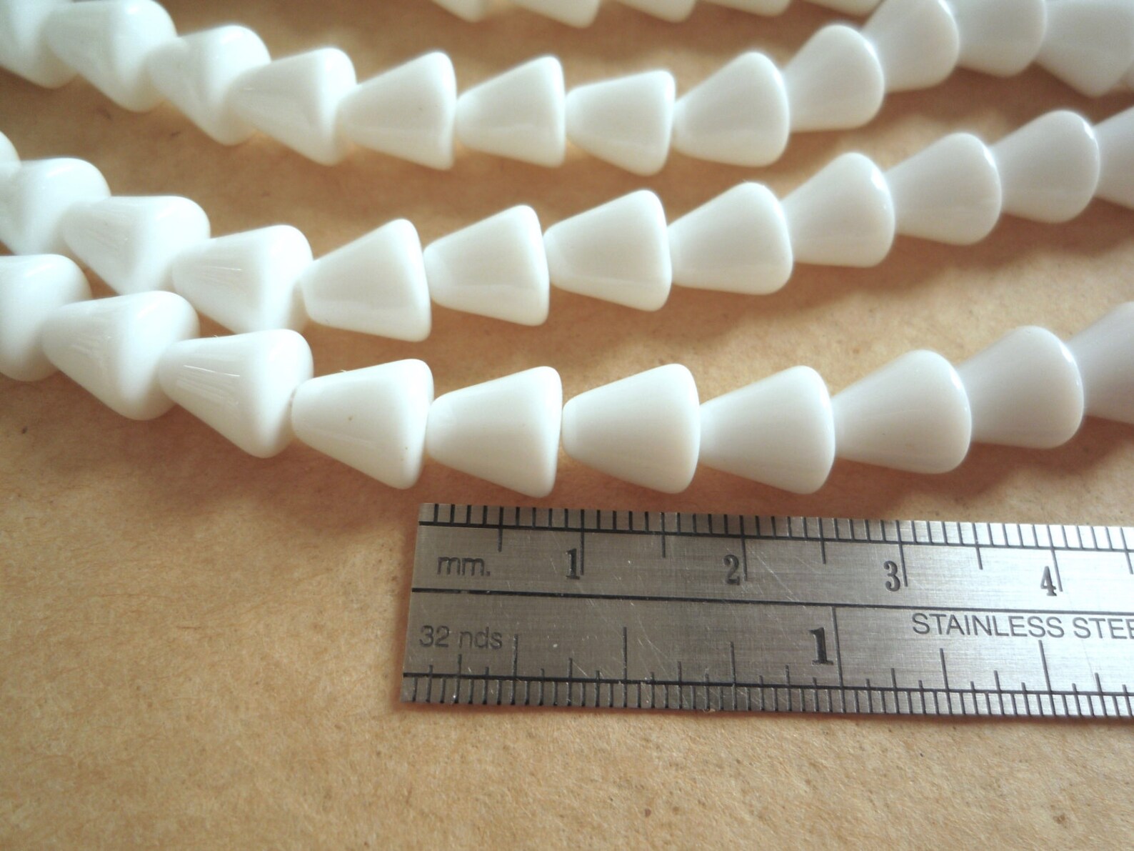 75 White or Navy Blue Cone Shaped Glass Beads, Small 8 Mm Opaque White ...