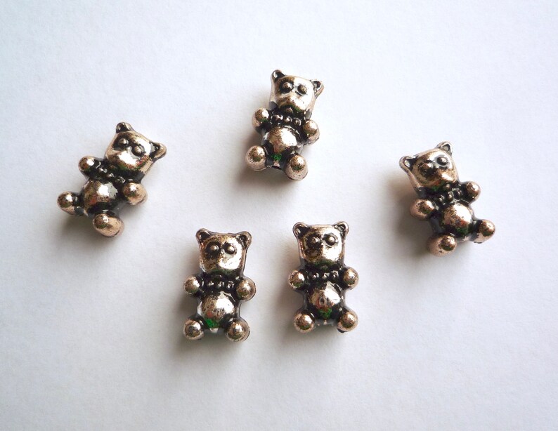 75 Tiny Silver or Brassy Gold Plastic Rabbit or Teddybear | Etsy