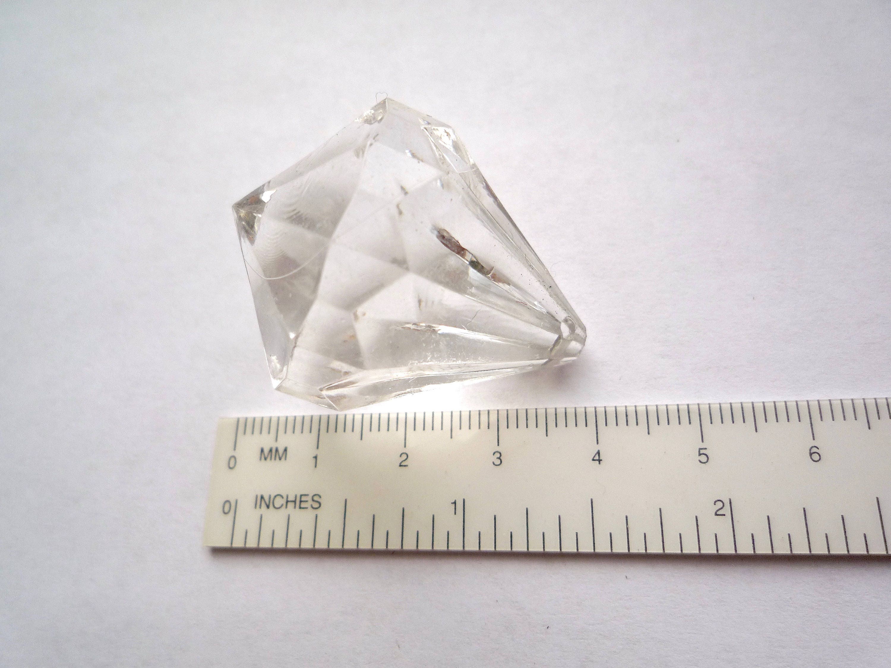 Large Acrylic Crystal Bead, 5 Giant 38 X 30 Mm Vintage Lucite Faceted ...