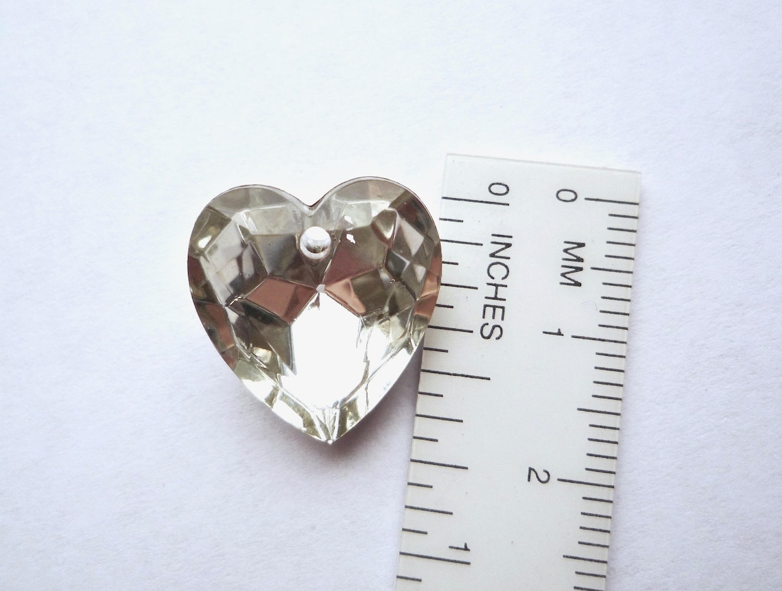 Large chunky acrylic rhinestone heart beads 20 mm sparkly | Etsy