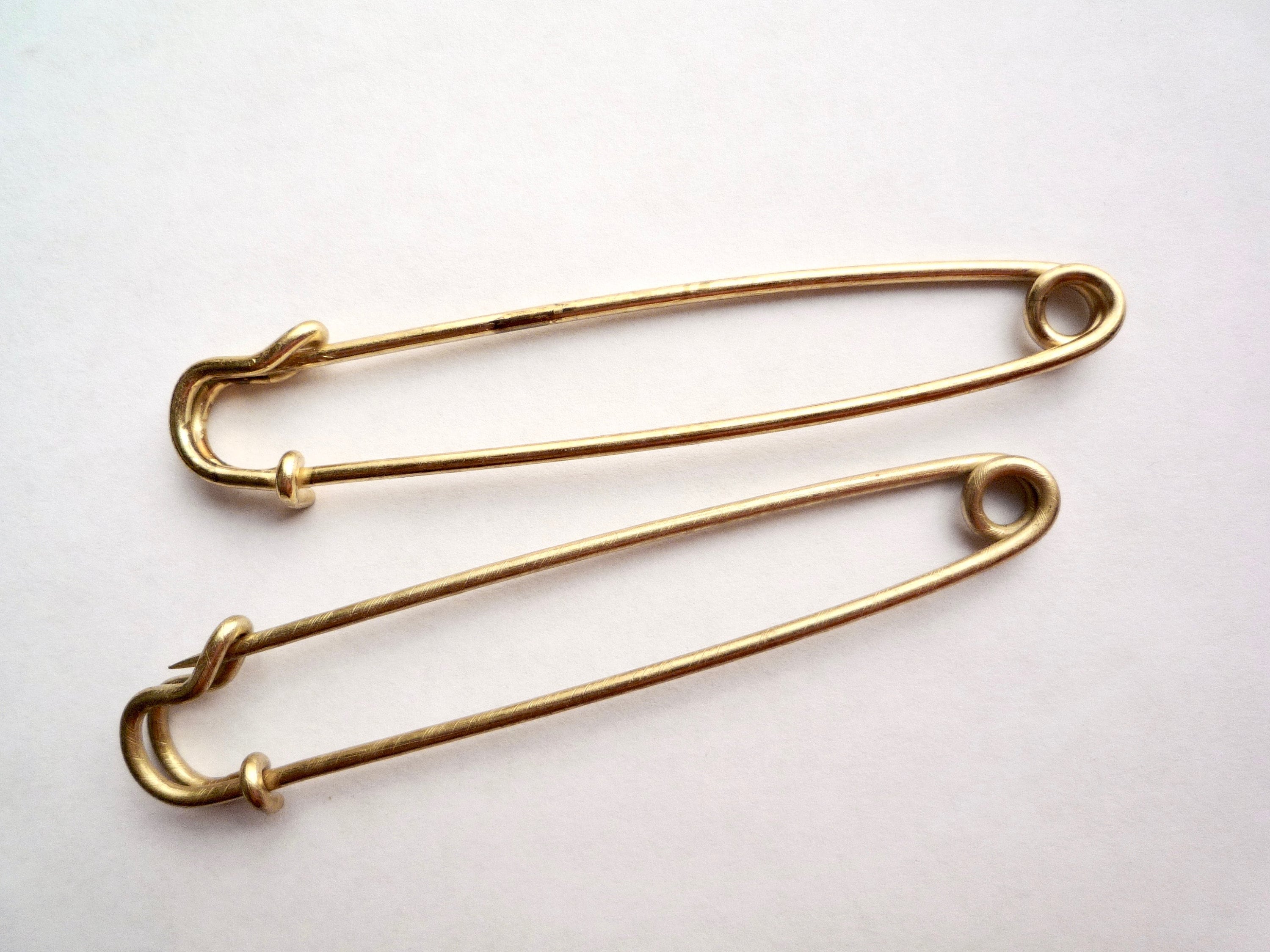 Large 3 Inch Copper or 4 Inch Brass Plated Iron Safety Pins - Etsy