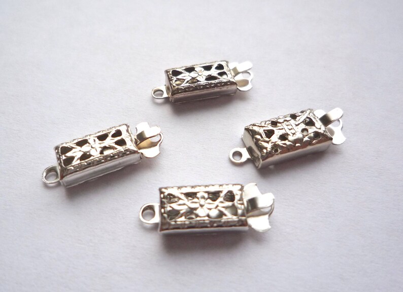 Single Strand Box Clasp, 10 Small Silver Tone or Gold Plated Rectangle ...