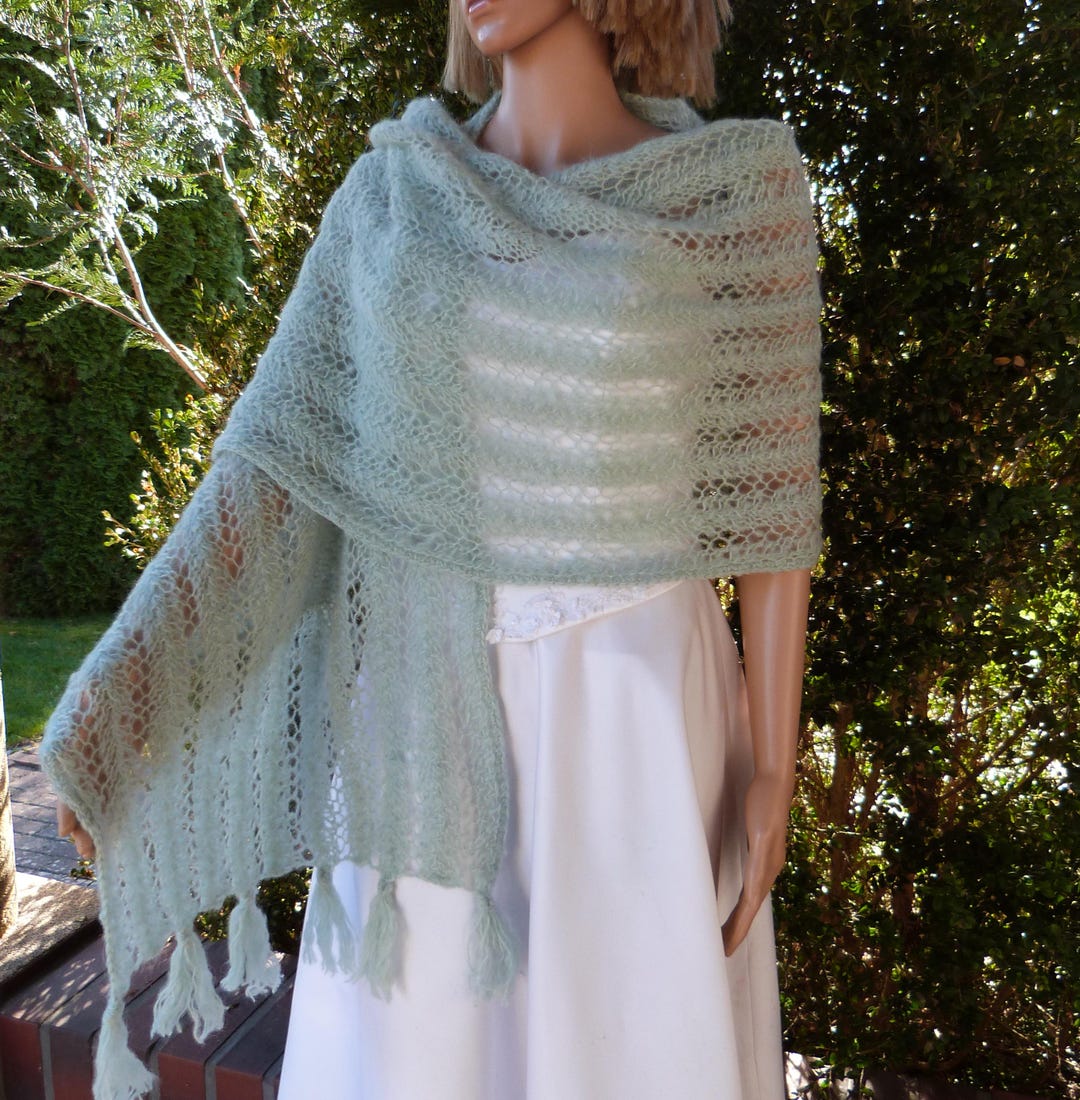 Sage Green Shawl. Mohair Wedding Shawl.lace Shawl.wedding Cover Ups ...