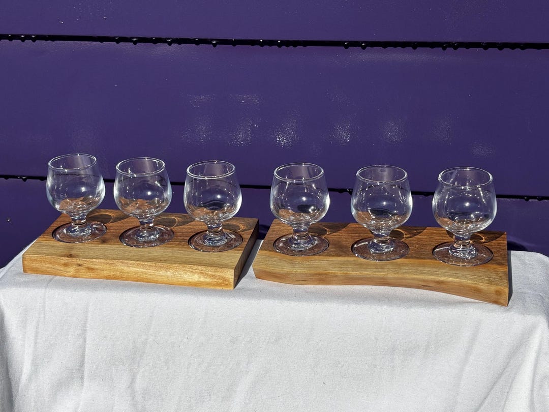 Walnut Tasting Flight With Glasses for Whiskey, Bourbon or Other Spirit ...