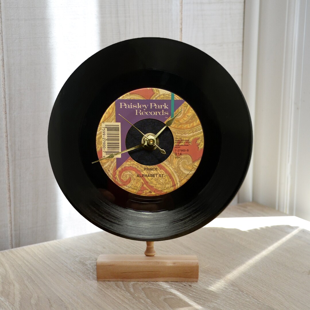 PRINCE "alphabet St." Desk or Wall Record Clock With Handmade Custom ...