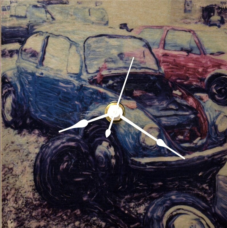 VINTAGE VOLKSWAGEN BEETLE Photo Clock on Wood With Handmade - Etsy