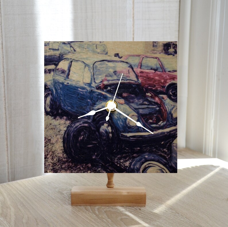 VINTAGE VOLKSWAGEN BEETLE Photo Clock on Wood With Handmade - Etsy
