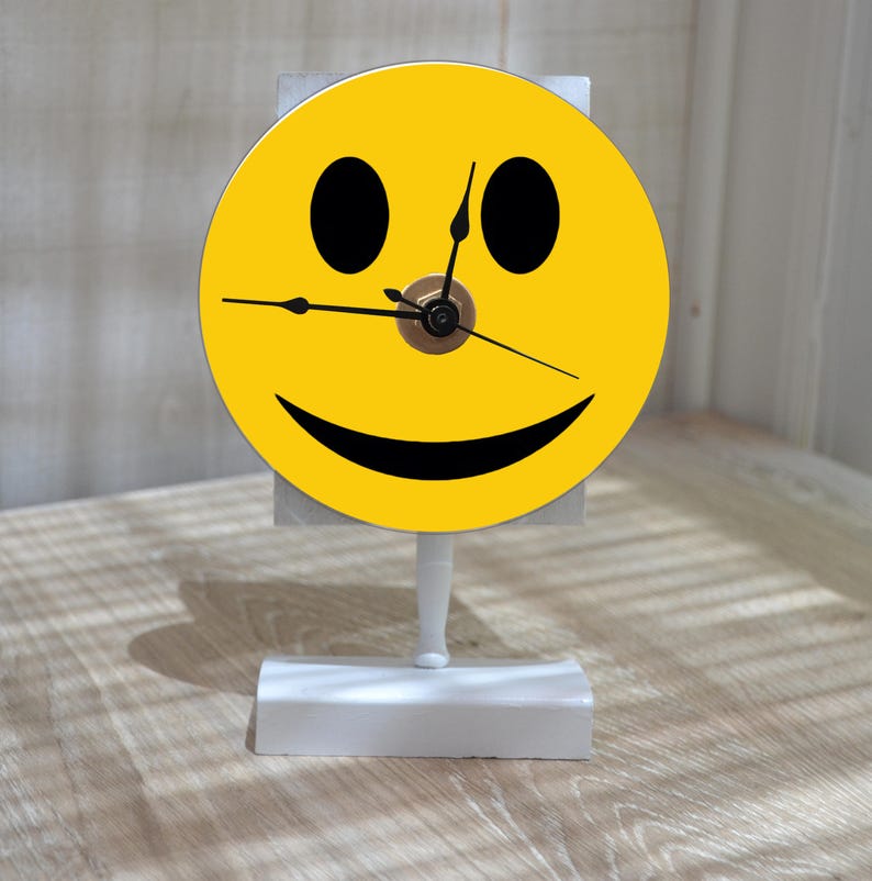 SMILEY FACE Desk or Wall Clock With Handmade Wood Stand - Etsy